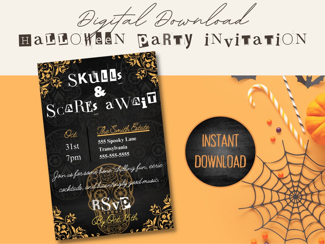 Editable Halloween Party Invitation Personalized Halloween - Etsy