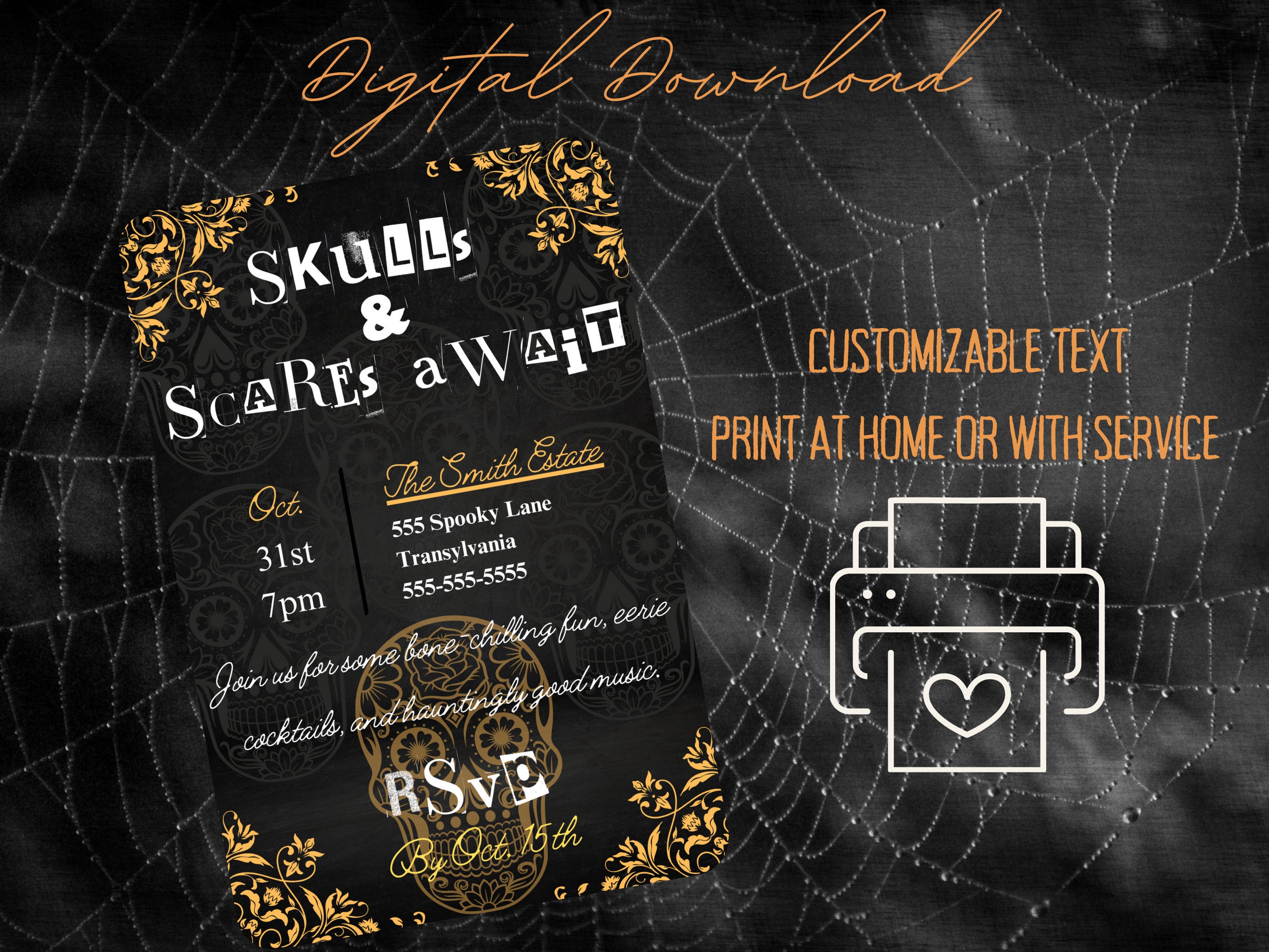 Editable Halloween Party Invitation Personalized Halloween - Etsy