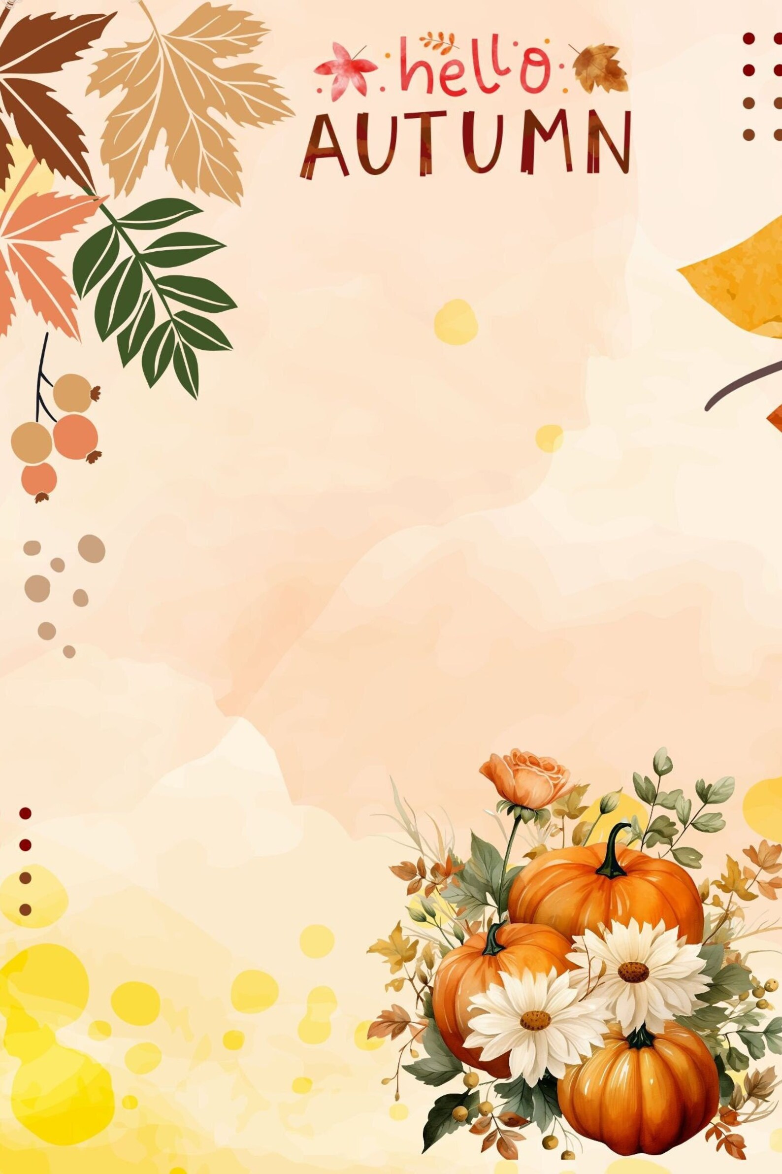 Cozy "hello Autumn" A4 Watercolor Printable Stationery | Warm "hello ...