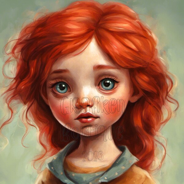 Redhead Girl Ai Art Etsy