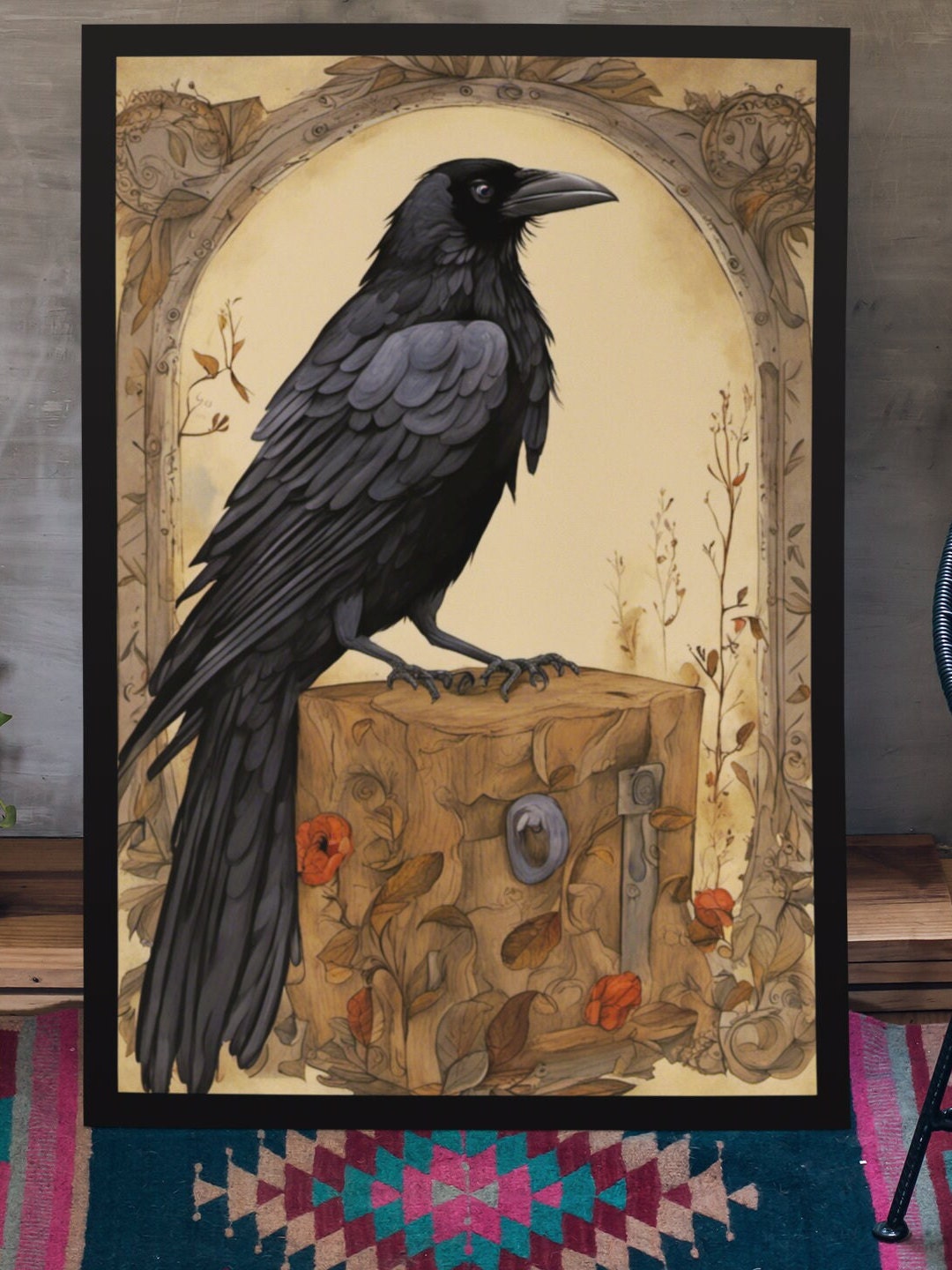 2 Primitive Vintage Raven Label Image Digital Download Digital Paper ...