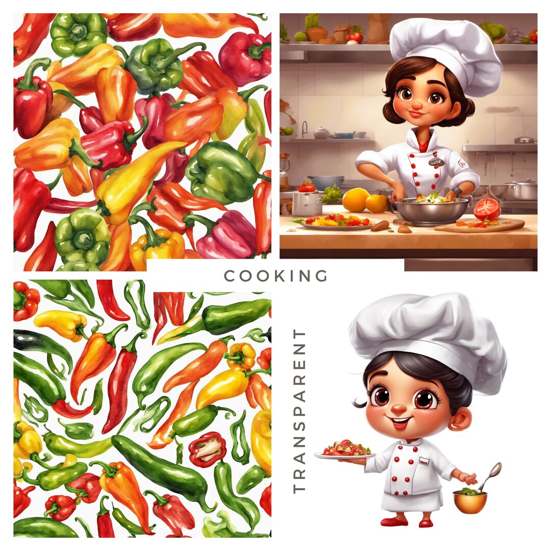 8 Cheerful Chef Cliparts Perfect for Crafting, Scrapbooking & More 8 ...