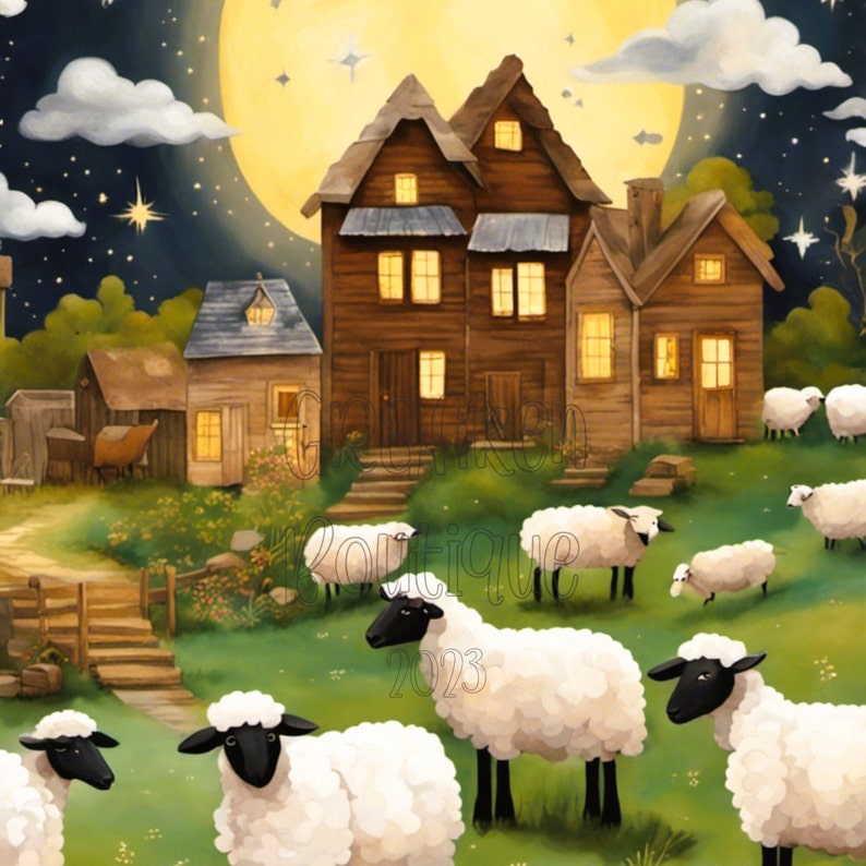 Primitive Sheep 5 Folk Art Painting Digital Download AI Art Digital Art ...