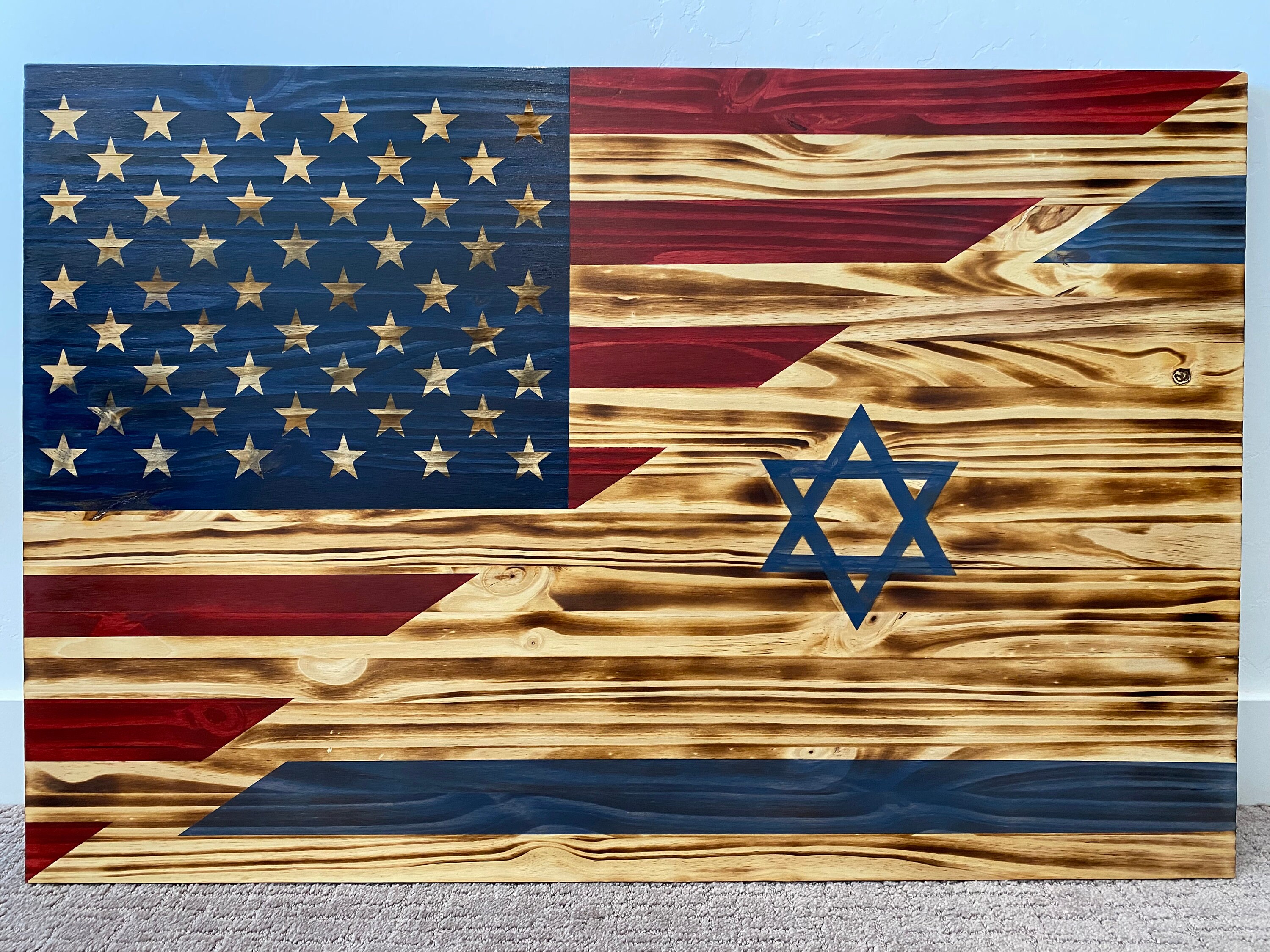 Wooden American/ Israeli Flag - Etsy