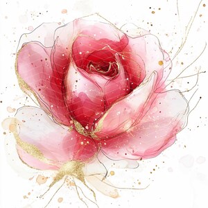 18 Abstract Red Rose Clipart, Flowers Clipart, Botanical Art, Printable ...