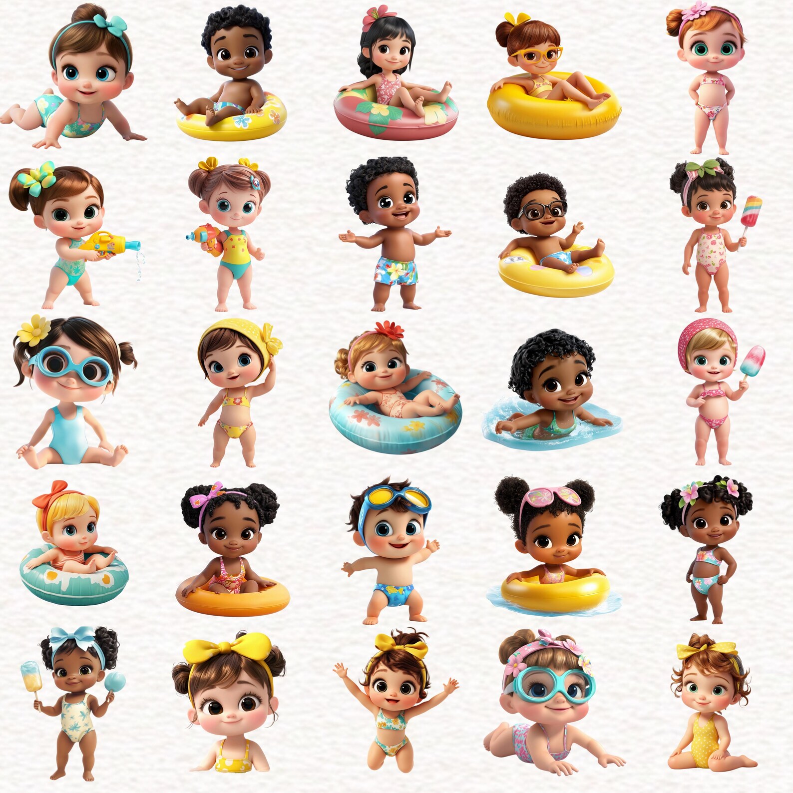 2D Pool Party Clipart Beech Summer Kids Cocktails Floaties Nursery ...