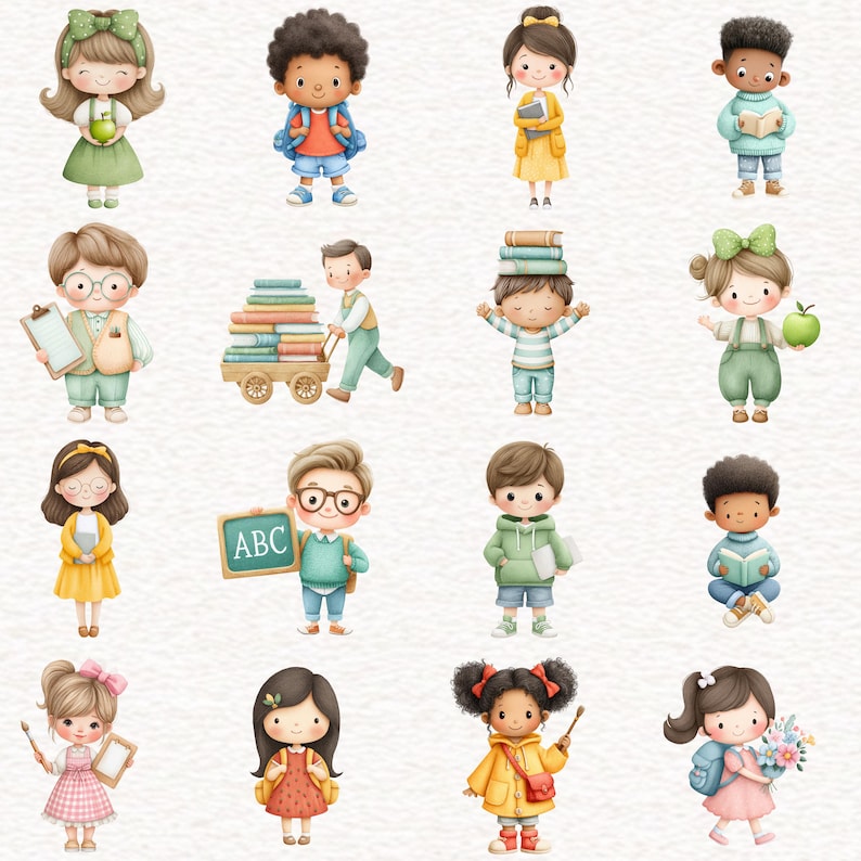 Back to School Clipart Watercolor Children Student PNG Baby Image ...