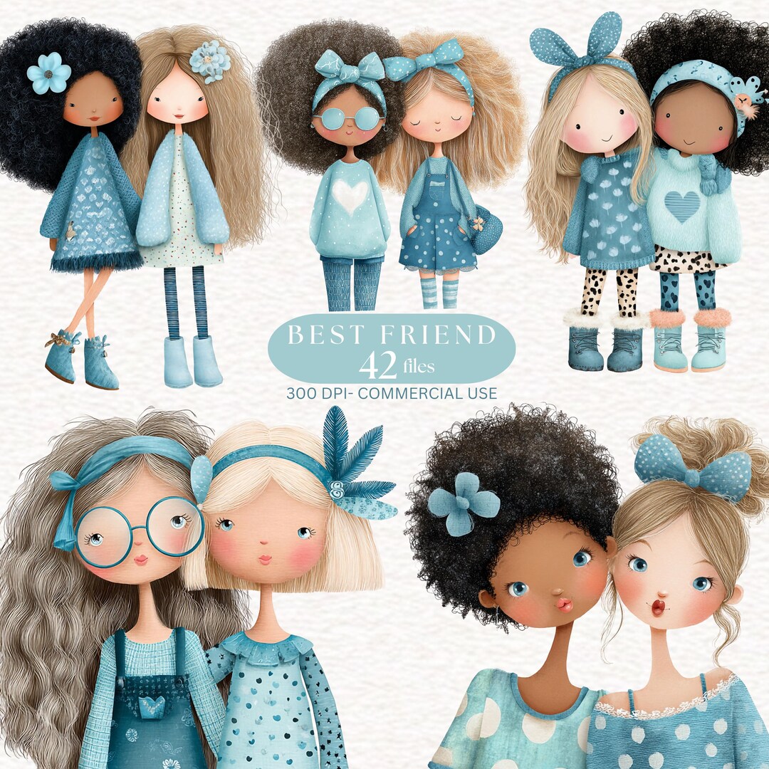 Quirky Best Friend Clipart Besties PNG BFF Image Soul Sisters Storybook ...