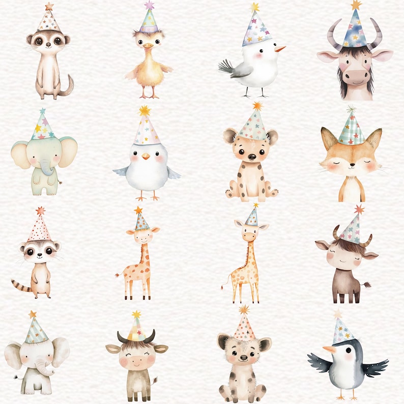 Safari Birthday Clipart Cute Animal Clipart Image Watercolor Forest ...