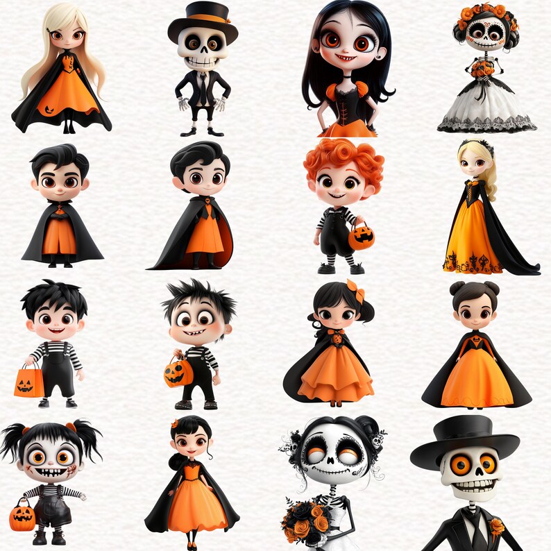 65 Watercolor Halloween Clipart Witch Pumpkin Kid Cute 2D Halloween PNG ...