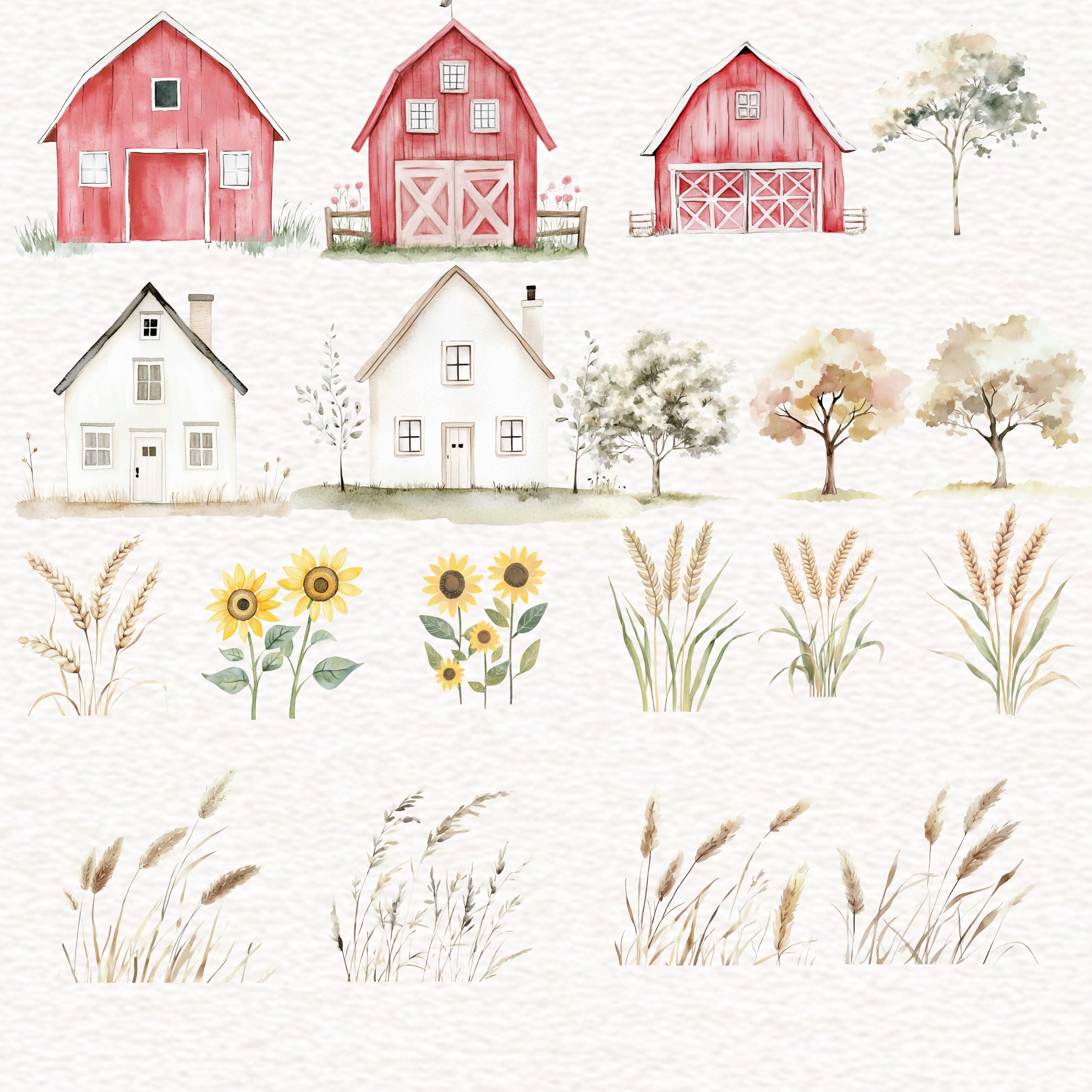 Watercolor Farm Animals Clipart Cute Farm Party Clipart Animal Birthday ...