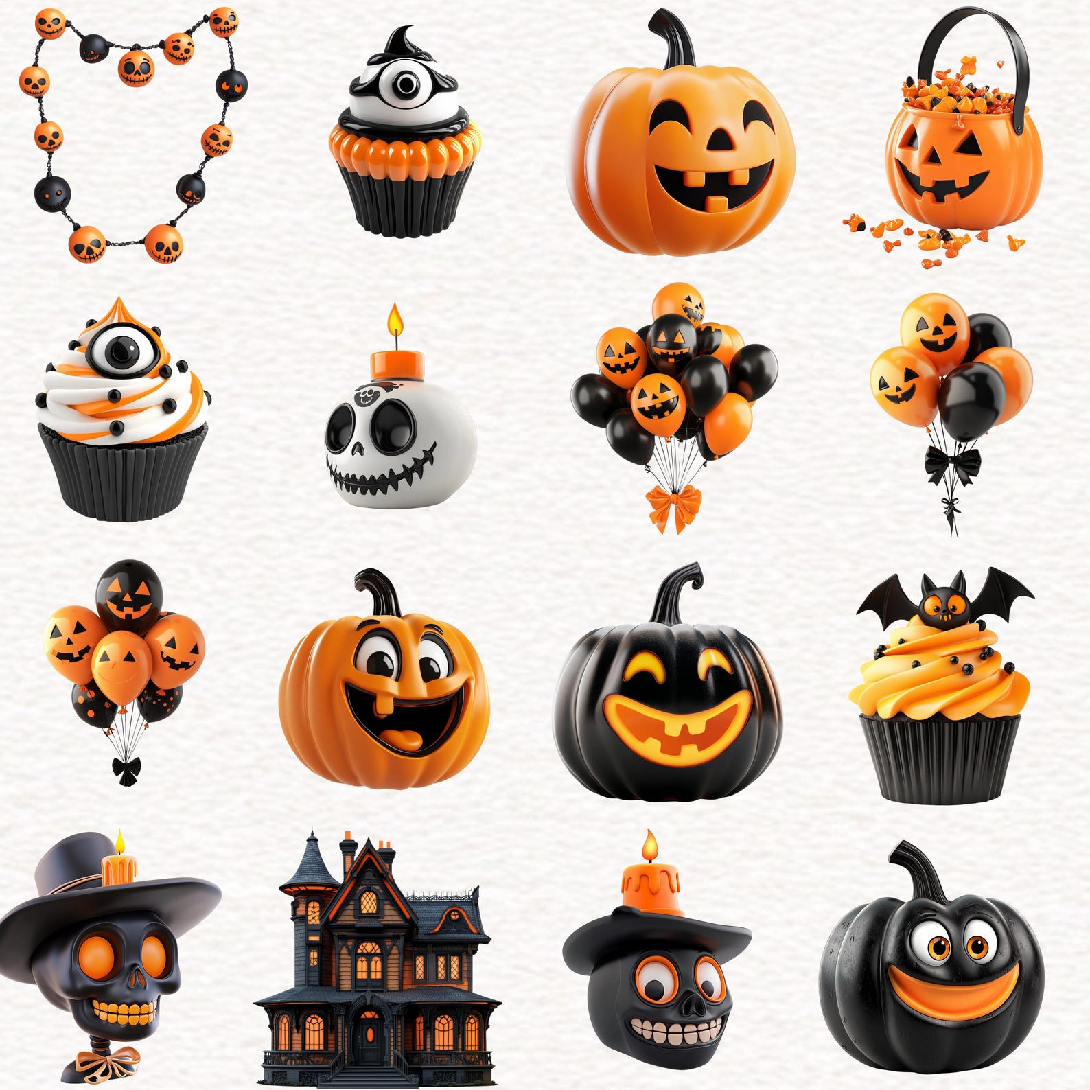 65 Watercolor Halloween Clipart Witch Pumpkin Kid Cute 2D Halloween PNG ...