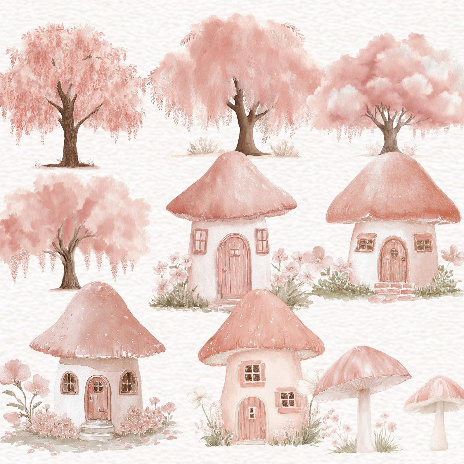 Watercolor Pink Fairy Garden Clipart Fairies Image Cute Little Girl ...