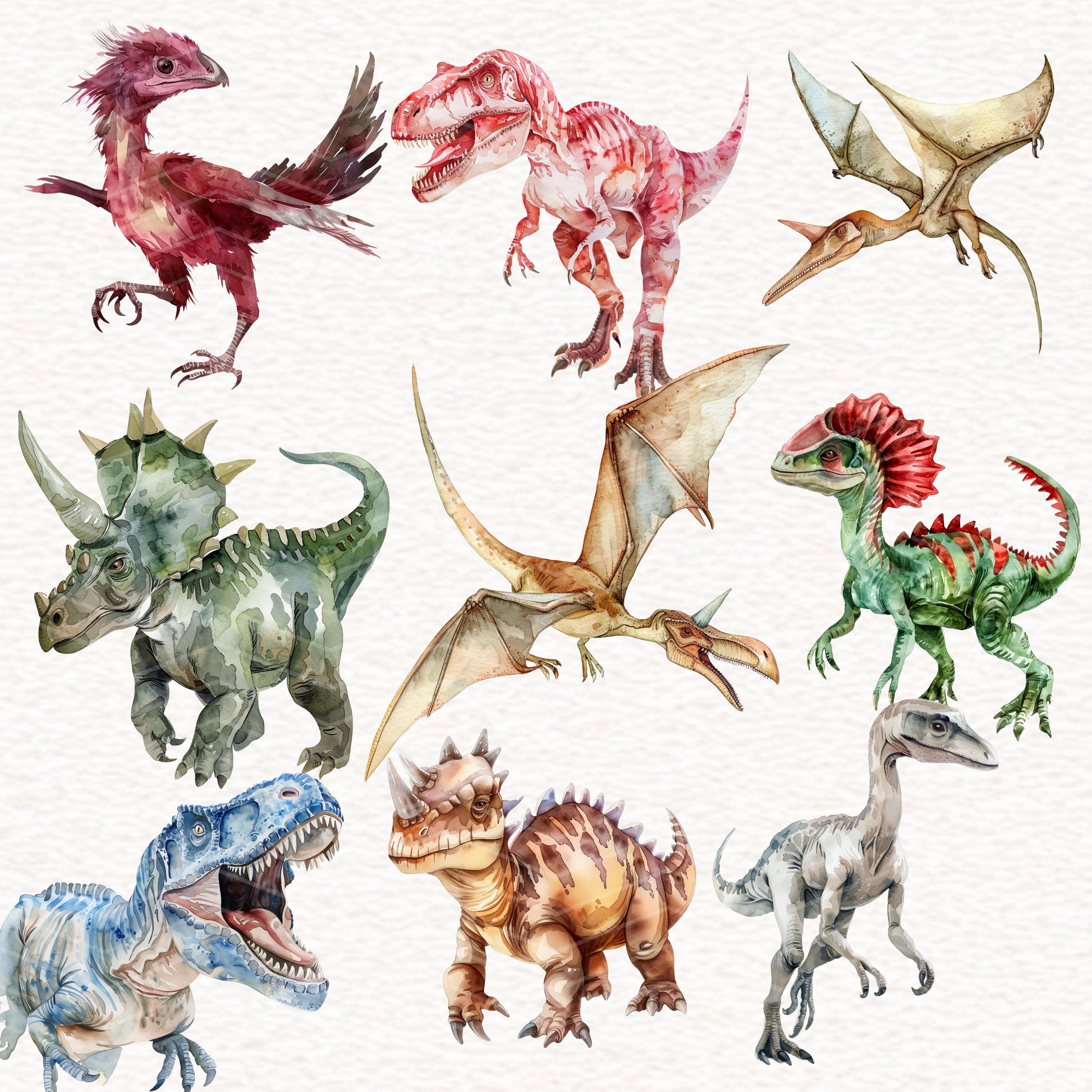 50 Watercolor Dinosaur Clipart, T-rex Clipart, Dinosaur Nursery Clipart ...