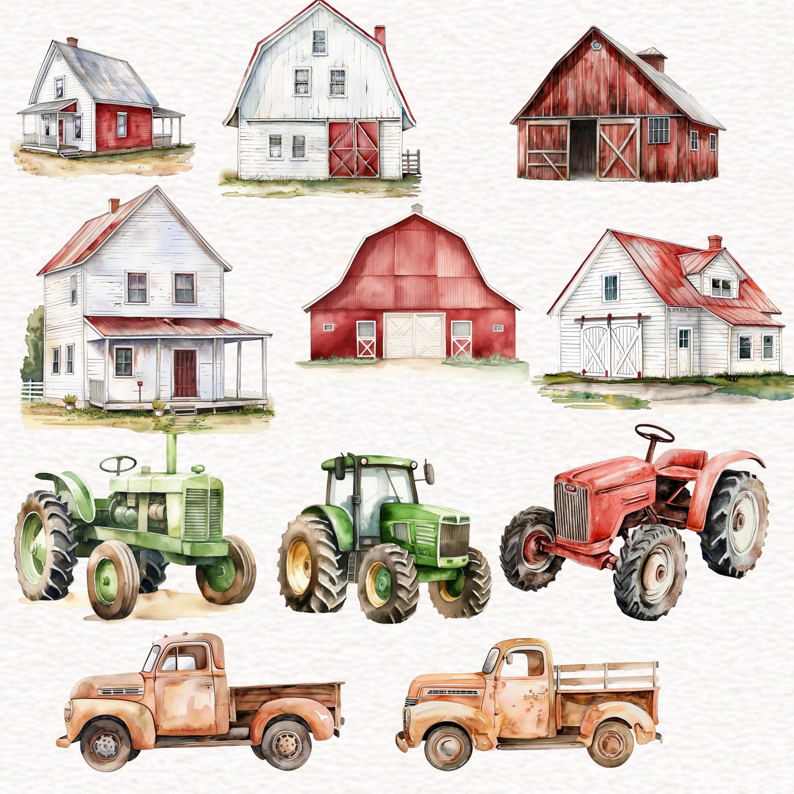 150 Watercolor Farm Animals Clipart, Cute Farm Clipart, Animal Clipart ...