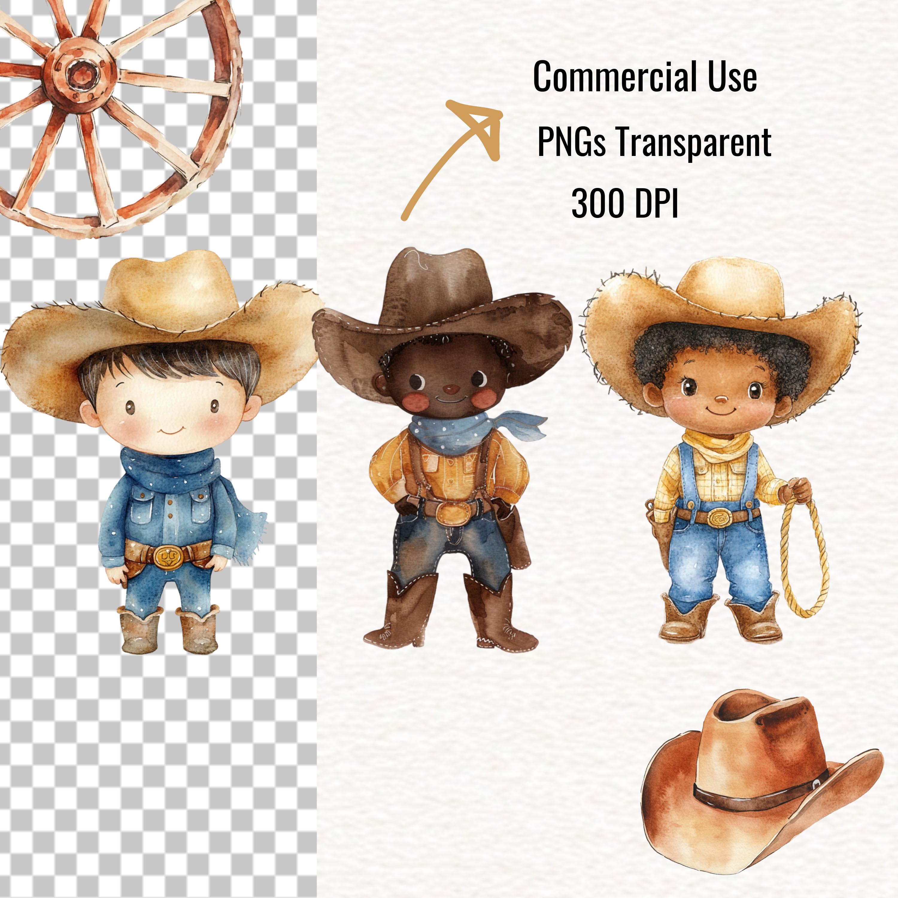 100 Cute Cowboy Clipart, Baby Western Watercolor Clipart, Rodeo ...