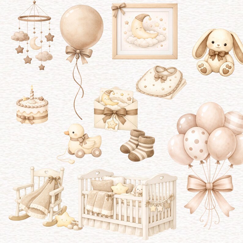 Watercolor Natural Beige Elephant Clipart Cute Animal Baby Shower Png ...