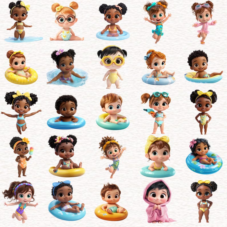 2D Pool Party Clipart Beech Summer Kids Cocktails Floaties Nursery ...