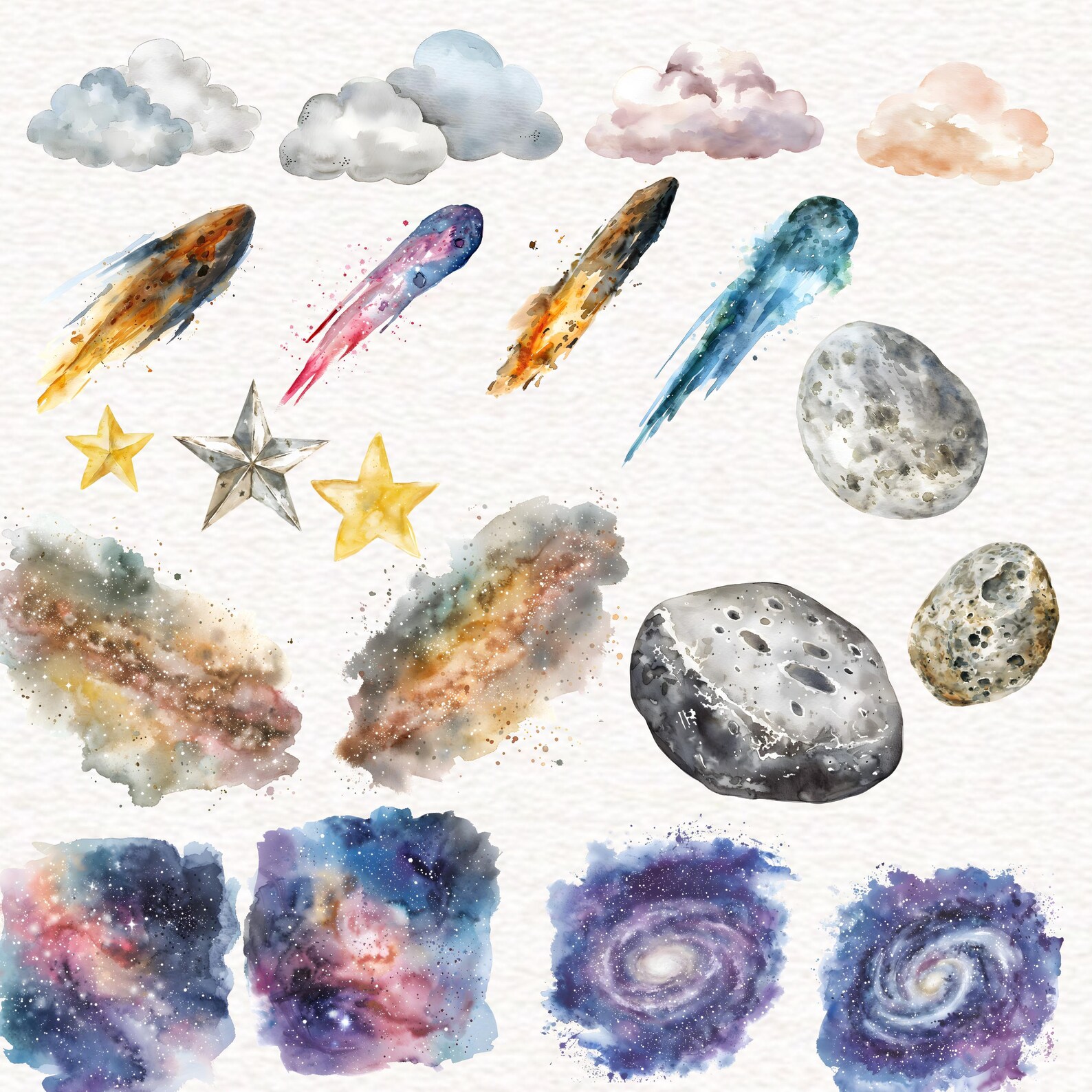 180 Space Watercolor Clipart, Astronauts Clipart, Planets Clipart ...