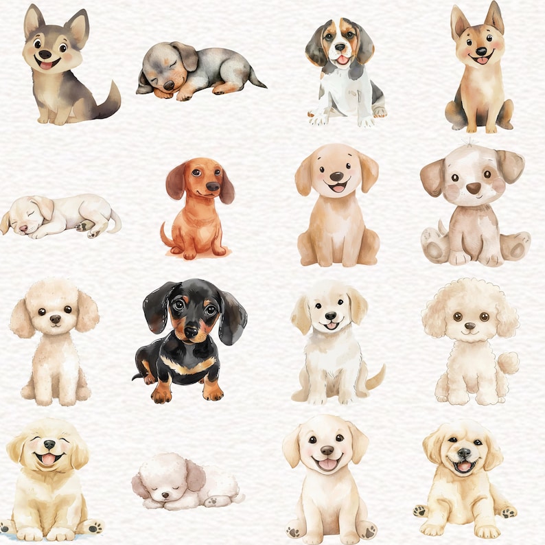 Watercolor Dog Clipart Cute Animal Image Nursery Decor Animal Puppy PNG ...