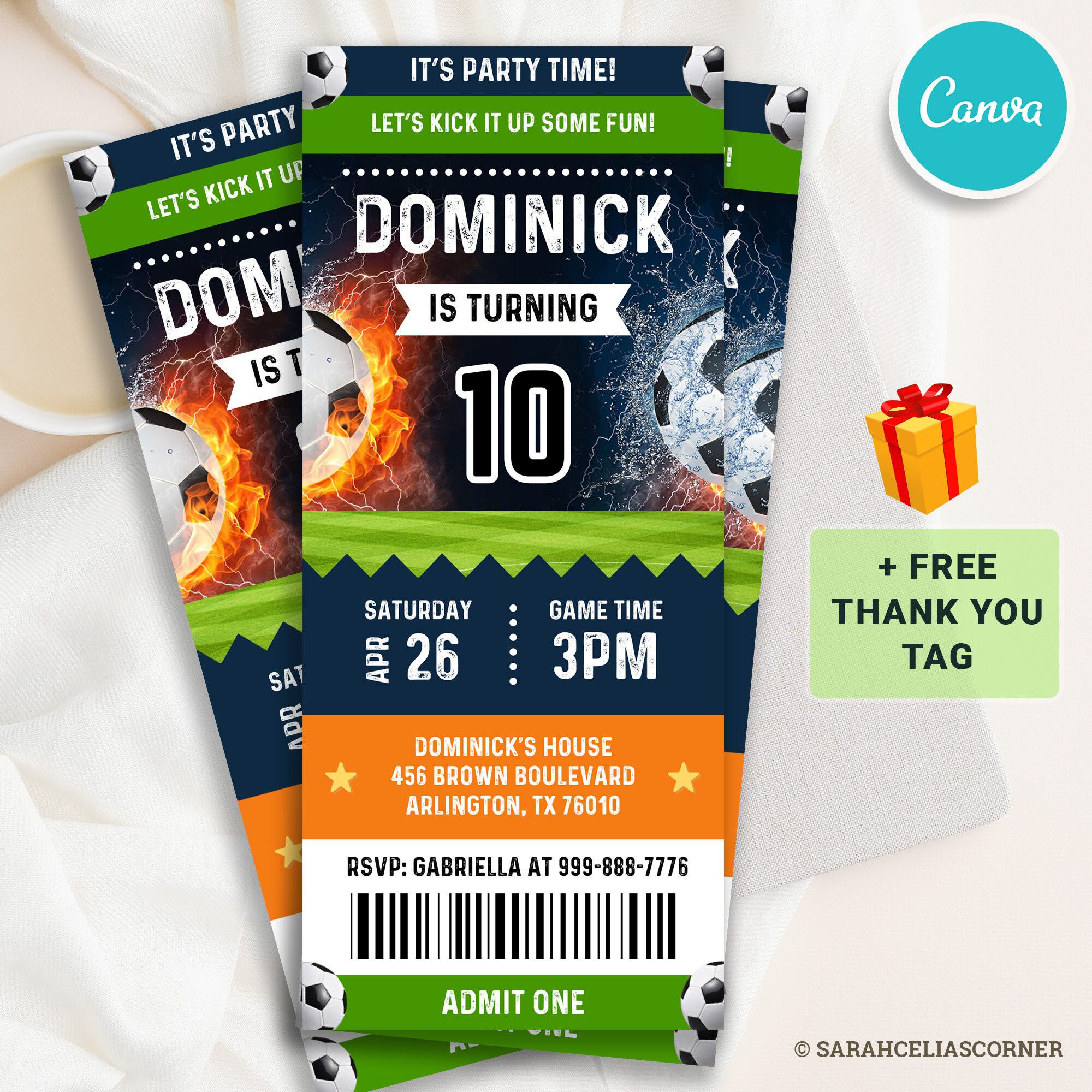 Editable Ticket Soccer Birthday Invitation Template, Soccer Birthday ...