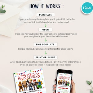 Roblox Birthday Invitation Template: Editable Game Party Invite ...