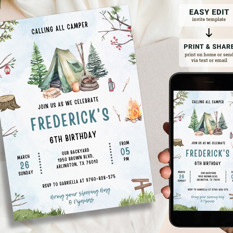Camping Party Invitation - Etsy