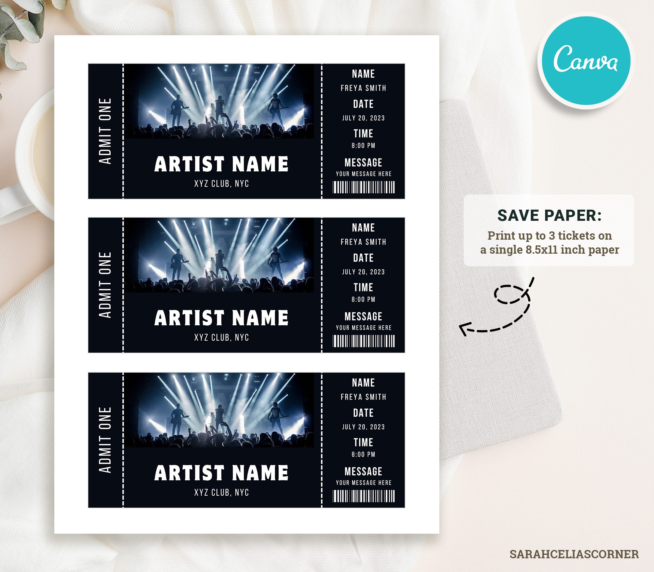 Editable Concert Ticket, Concert Ticket Template, Surprise Ticket ...