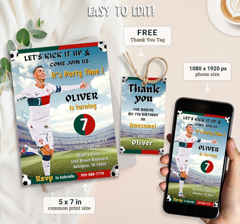 Soccer Birthday Invitation Template, Soccer Birthday Invite, Football ...