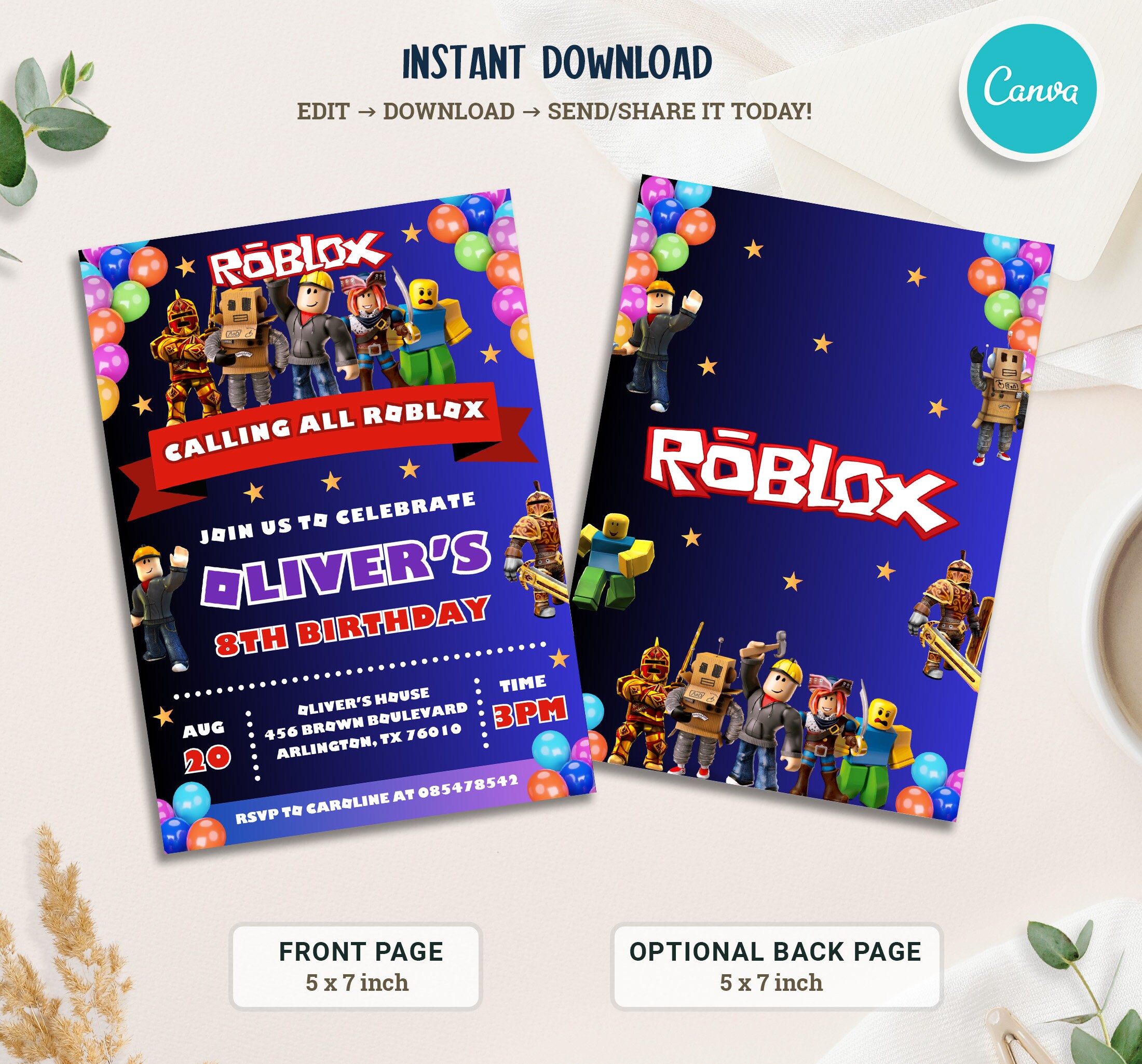Roblox Invitation, Roblox Invite, Game Party, Roblox Boy Birthday ...