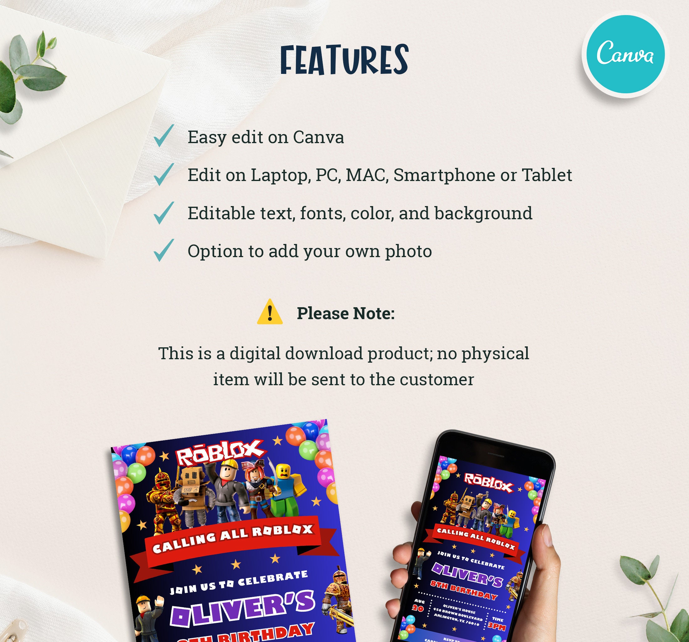 Roblox Invitation, Roblox Invite, Game Party, Roblox Boy Birthday ...