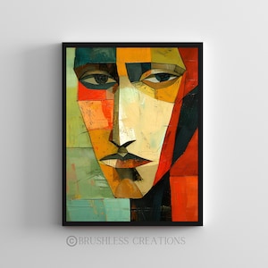 Abstract Faces Art, Minimalist Expressions, Acrylic Painting, Modern ...