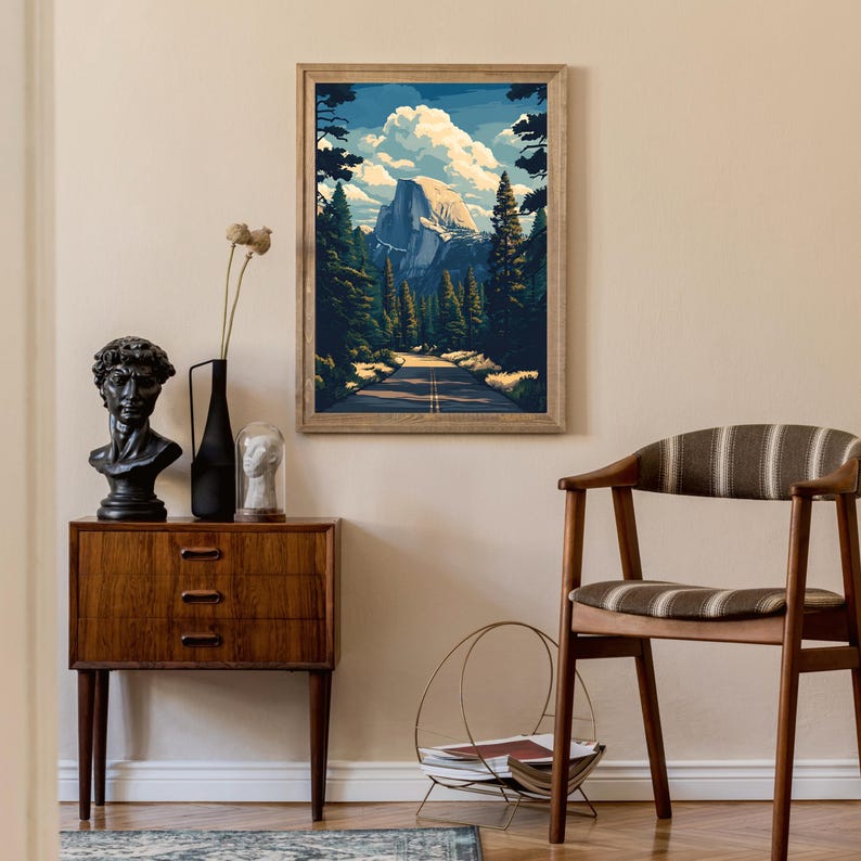 Yosemite National Park Poster: Half Dome Mountain Landscape (digital ...