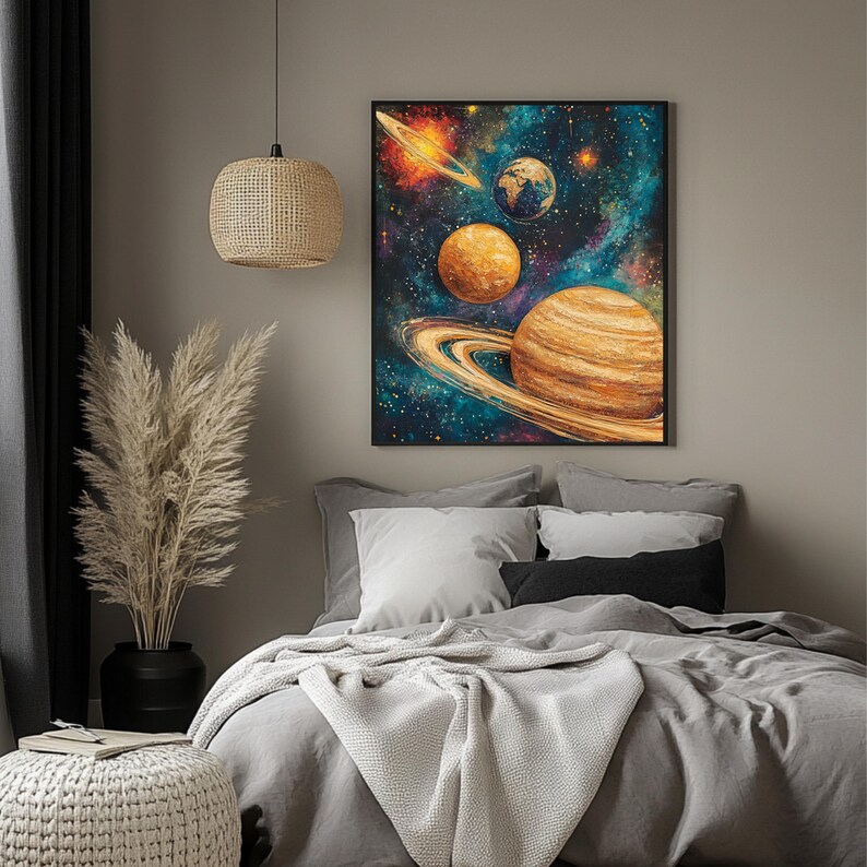 Planets Wall Art, Solar System Print, Cosmic Galaxy Decor, Space Poster ...
