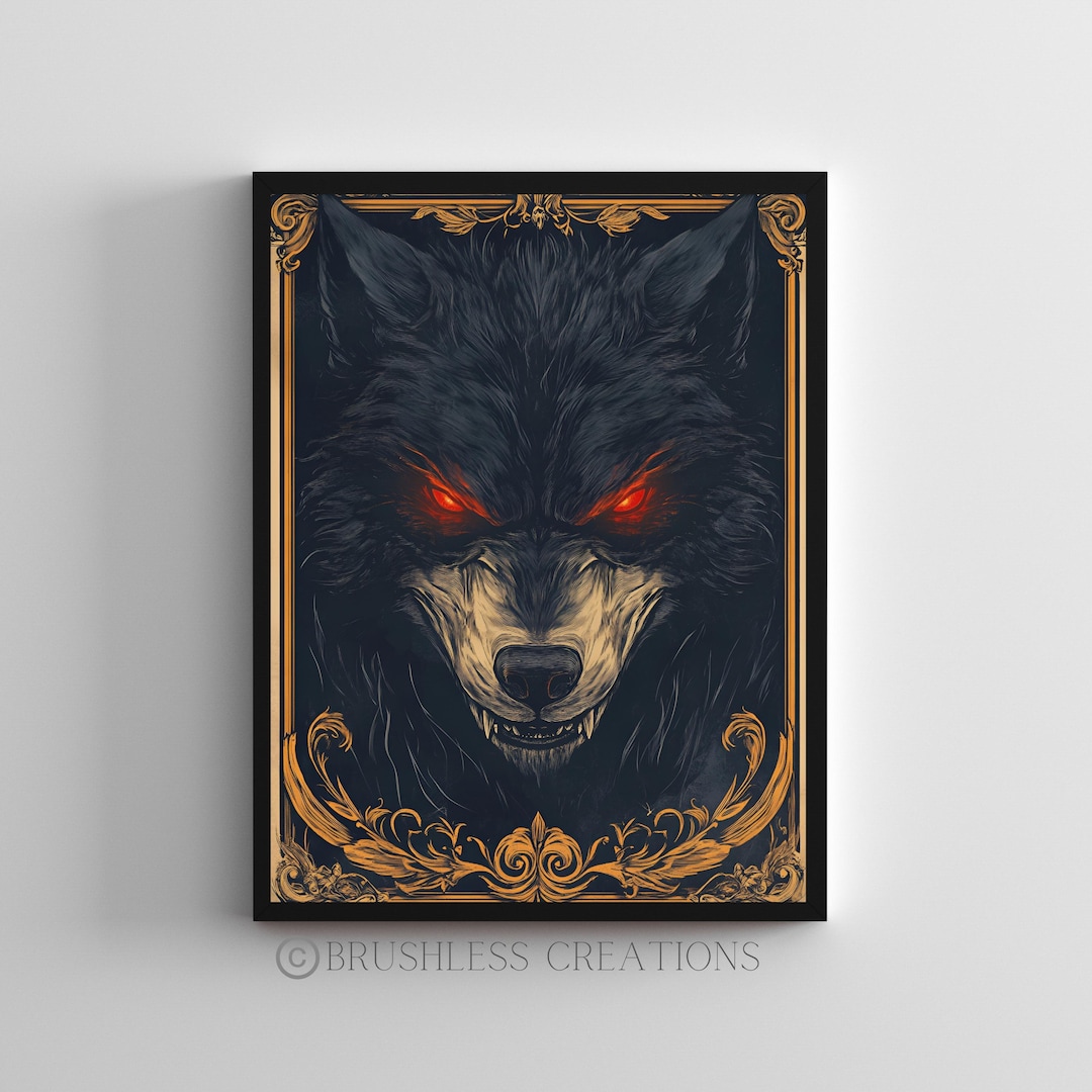 Gothic Wolf Poster, Dark Fantasy Art, Werewolf Wall Decor, Mysterious ...