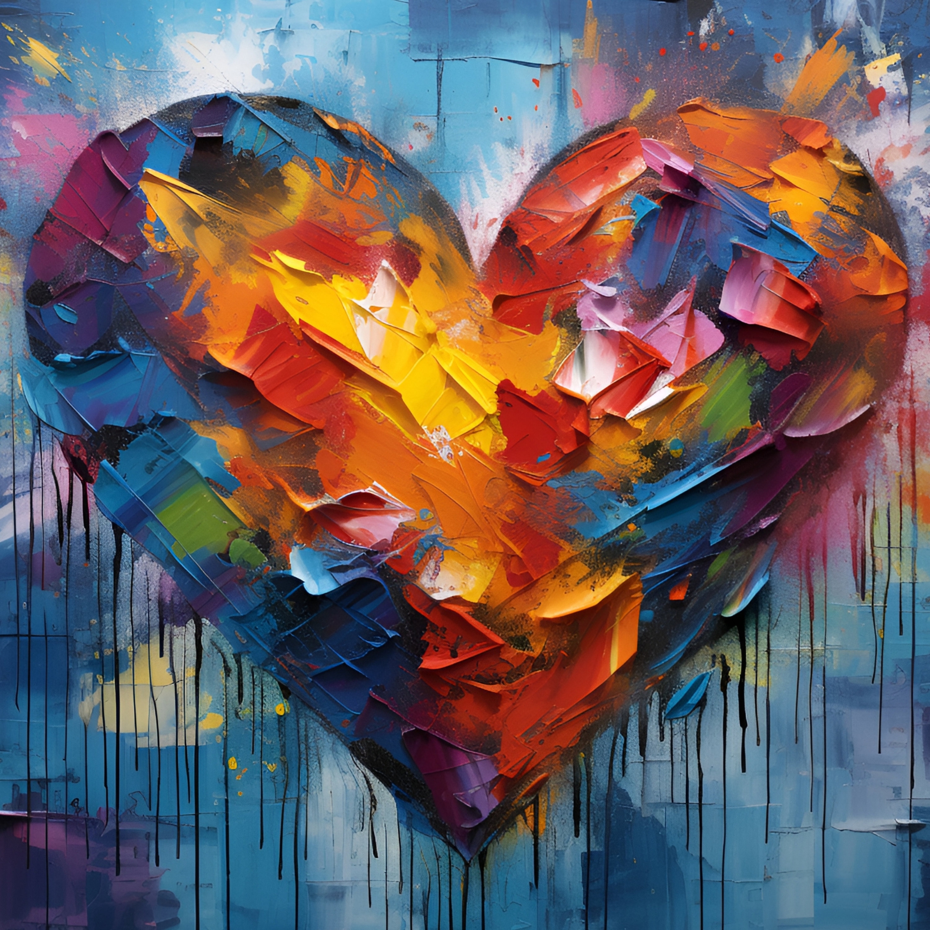 Large Heart Wall Art With Vibrant Colors, Heartfelt Harmony, Vibrant ...