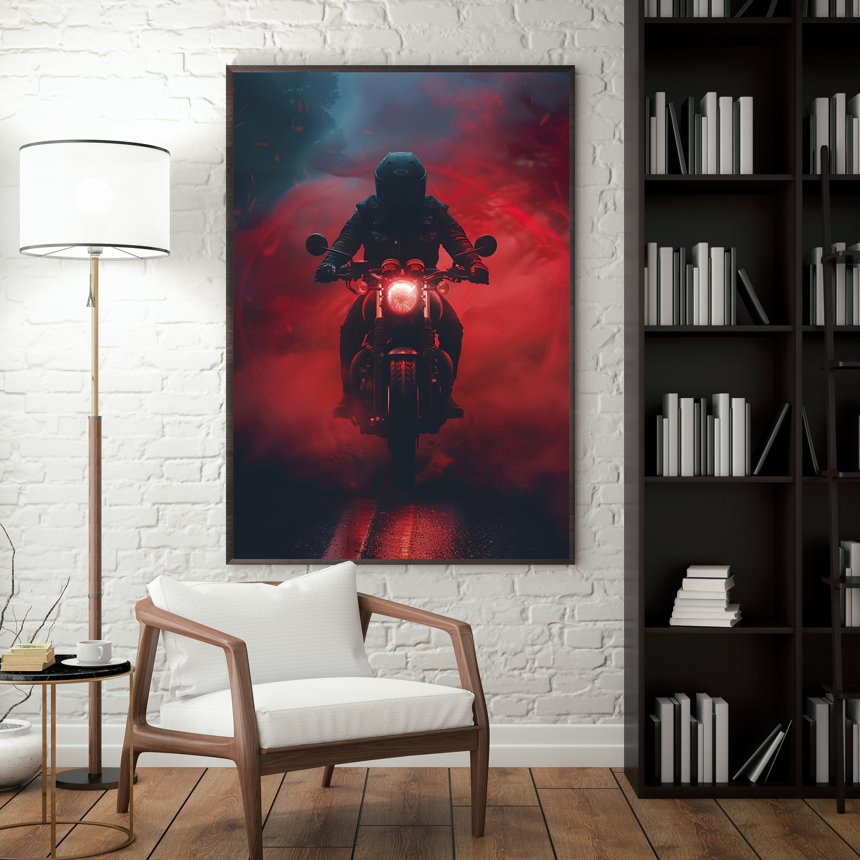 Dark Rider Motorcycle Poster, Black Motorcycle Art, Gift for Motorbike ...