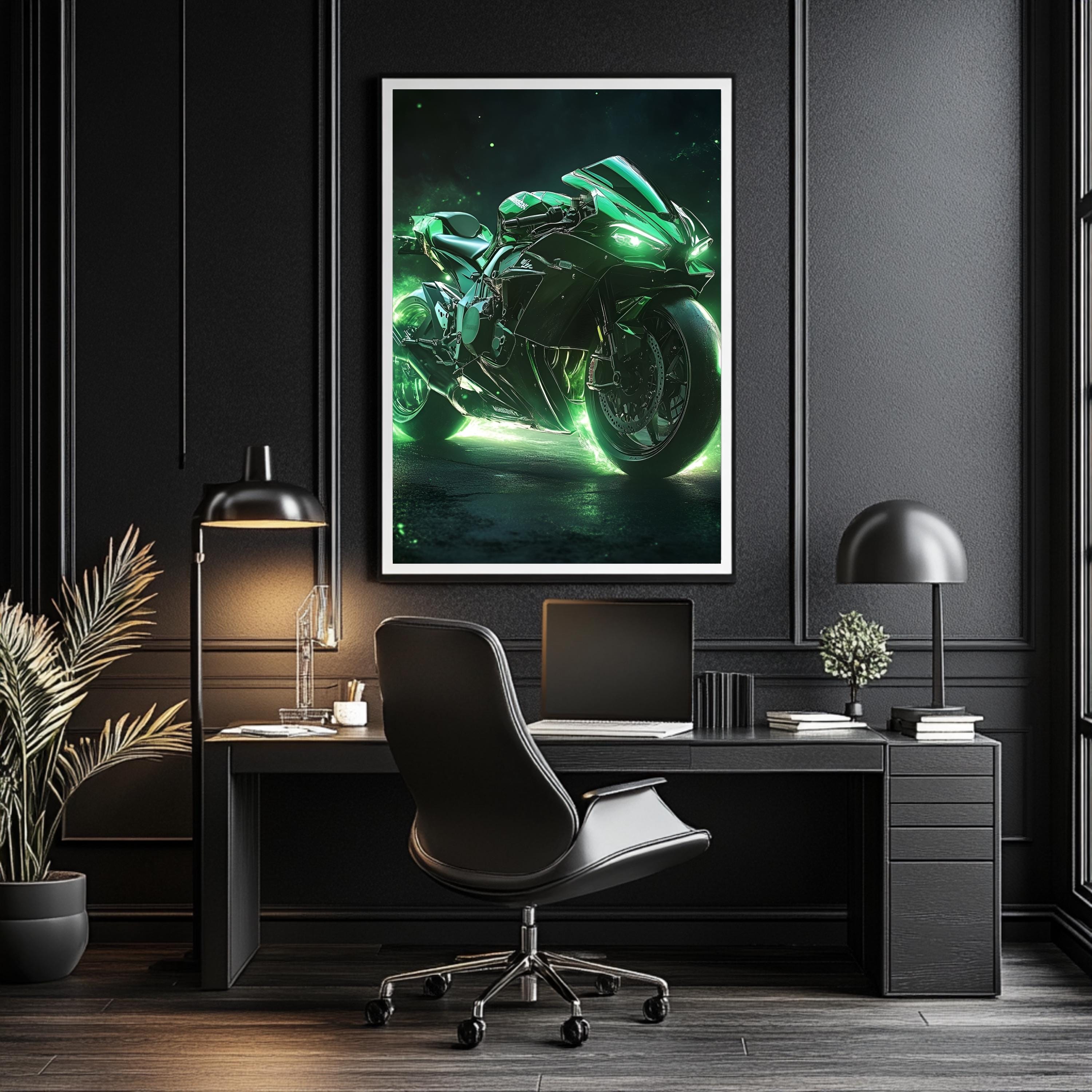Kawasaki Ninja H2R Poster, Motorcycle Wall Art, Superbike Decor ...