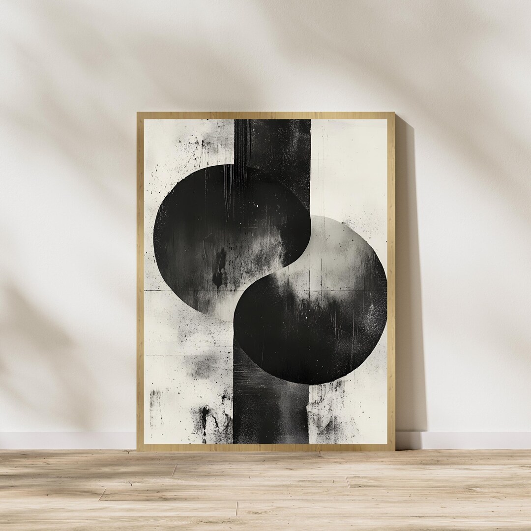 Black and Grey Abstract Art Print: Minimalist Modern Decor (digital ...