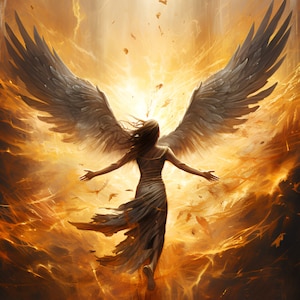 Angelic Beauty: Guardian Angel Woman Print - Captivating Room Decor ...