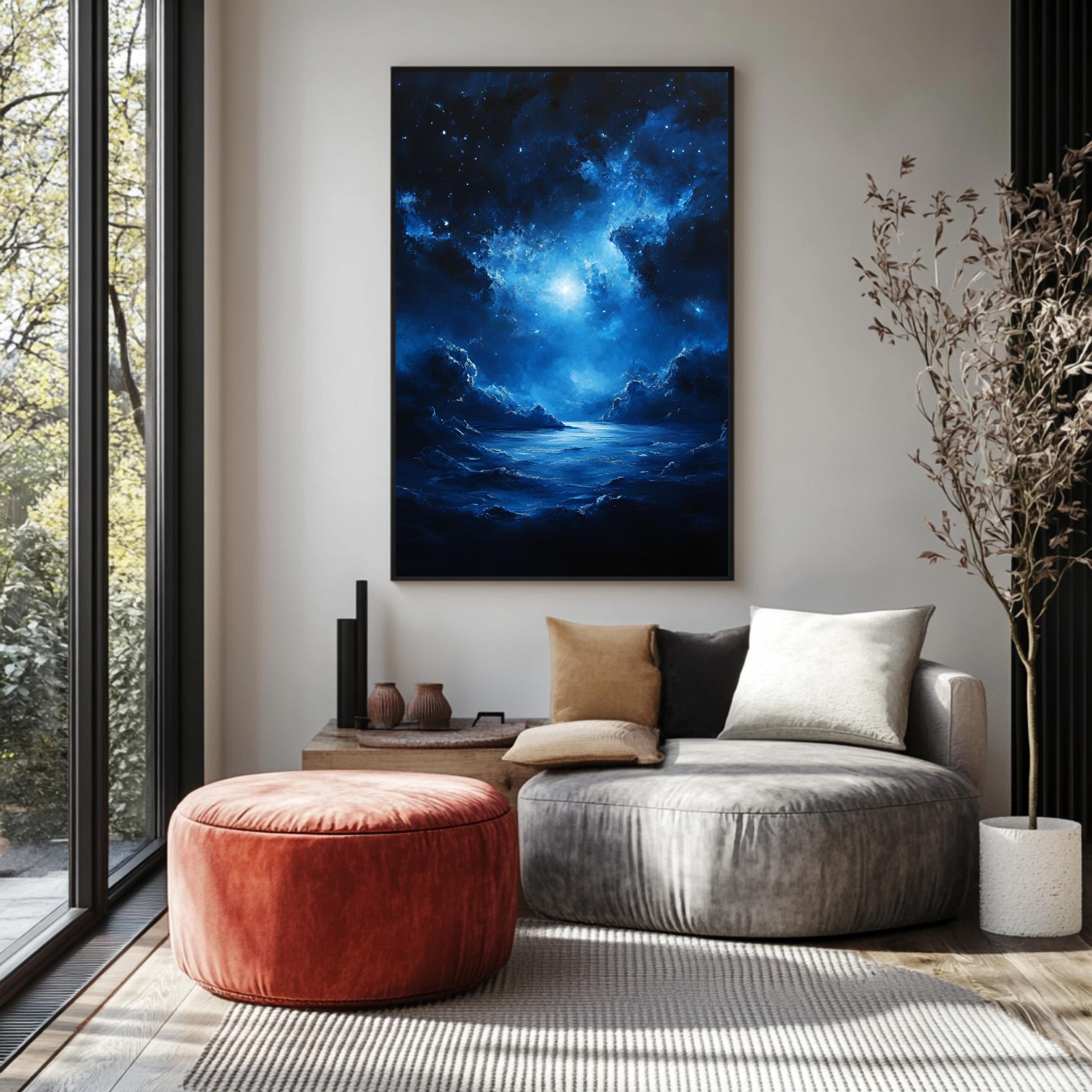 Night Sky Poster: Celestial Ocean Landscape Art (digital Download) - Etsy
