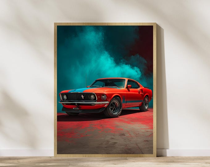 1969 Ford Mustang Mach-1 Poster: Classic Muscle Car Wall Art - Etsy Canada