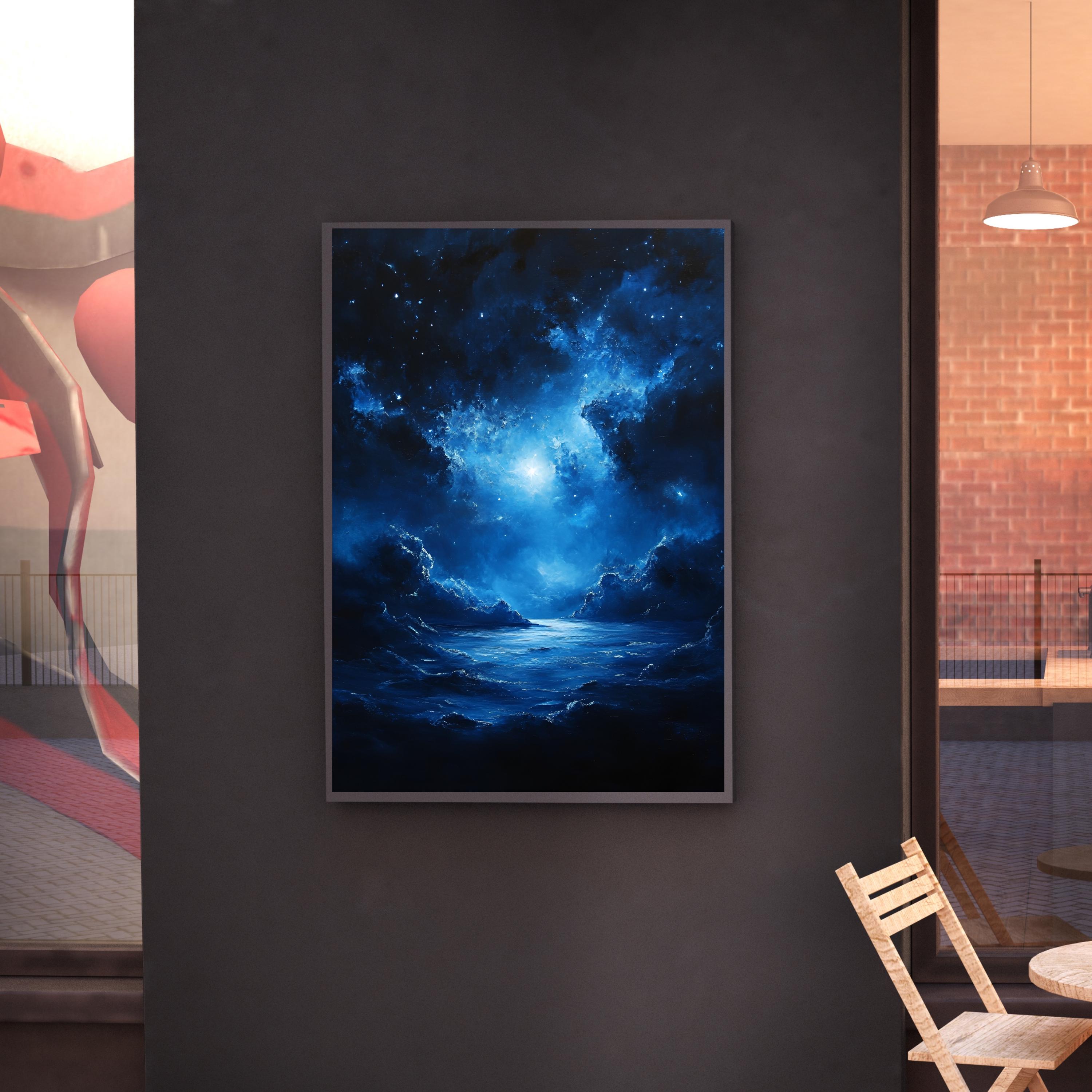 Night Sky Poster: Celestial Ocean Landscape Art (digital Download) - Etsy