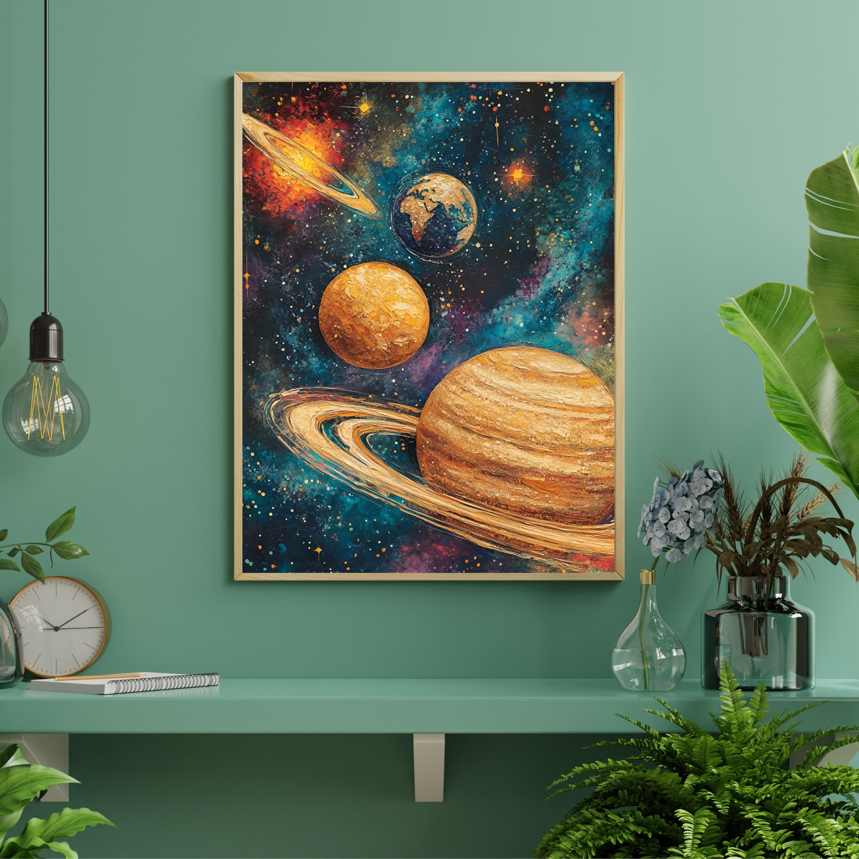 Planets Wall Art, Solar System Print, Cosmic Galaxy Decor, Space Poster ...