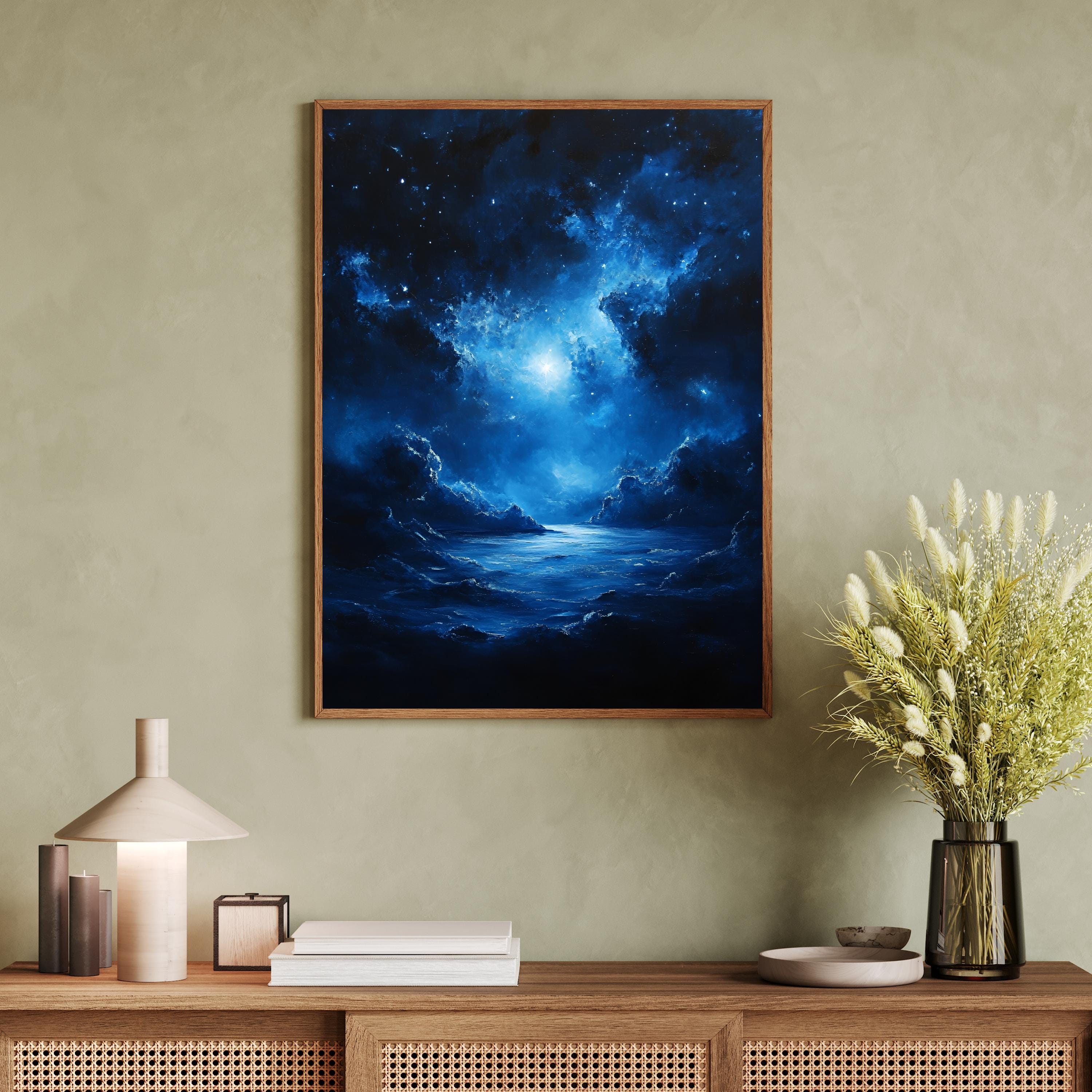 Night Sky Poster: Celestial Ocean Landscape Art (digital Download) - Etsy