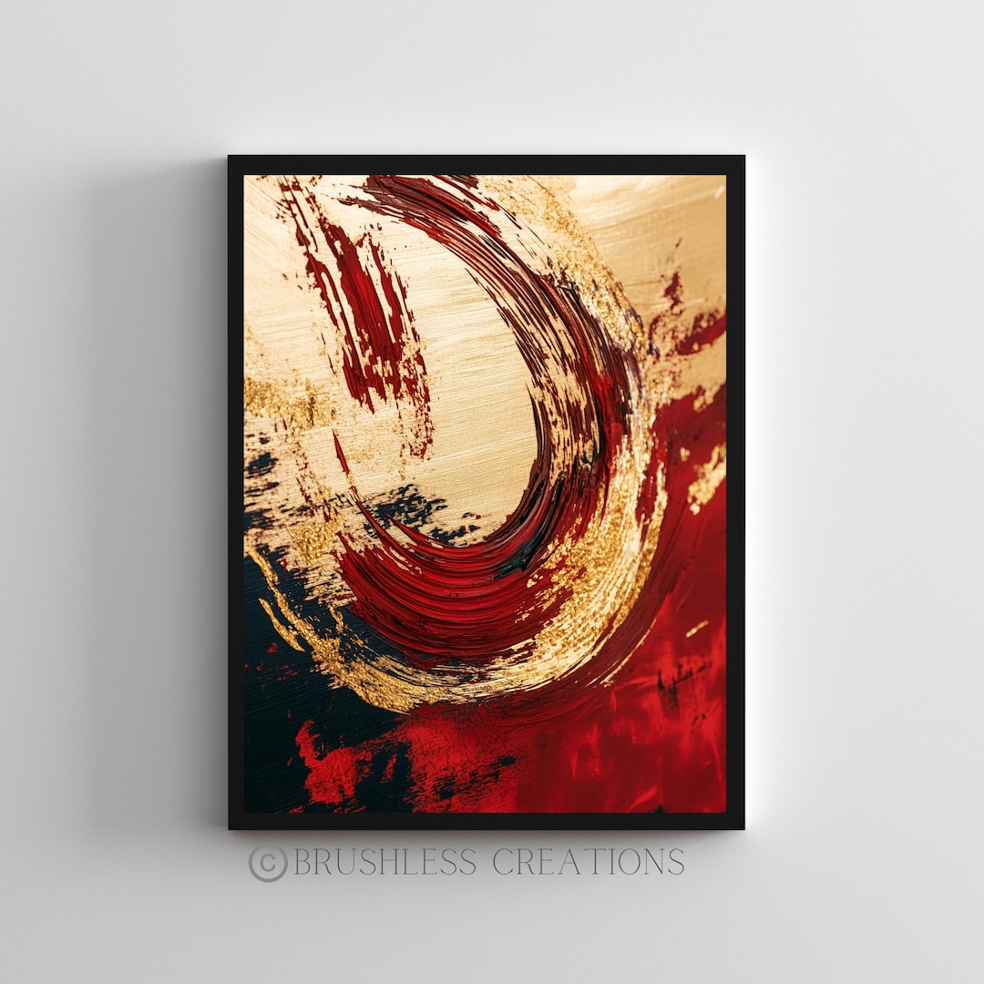 Burgundy and Gold Abstract Print, Elegant Modern Abstract Print, Luxe ...
