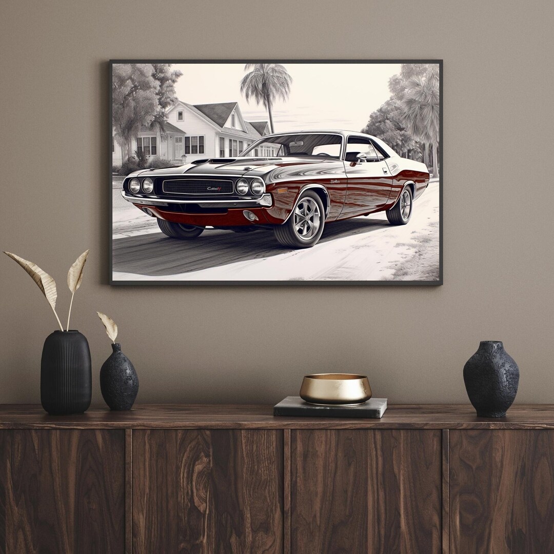 Vintage Dodge Challenger Poster, Classic Muscle Car Art, Retro ...