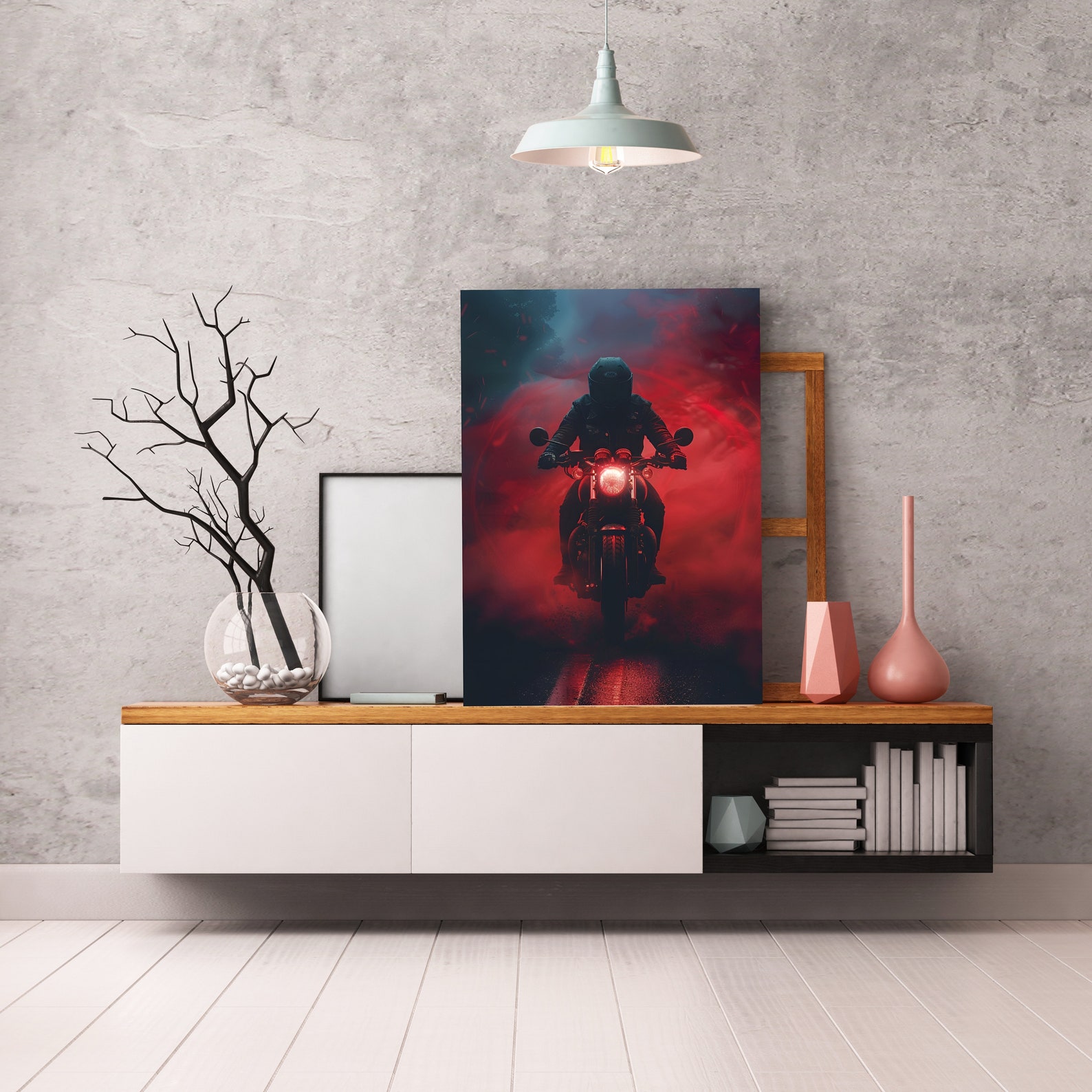 Dark Rider Motorcycle Poster, Black Motorcycle Art, Gift for Motorbike ...