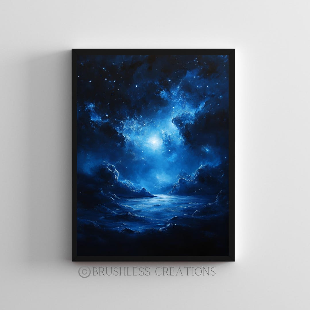Night Sky Poster: Celestial Ocean Landscape Art (digital Download) - Etsy