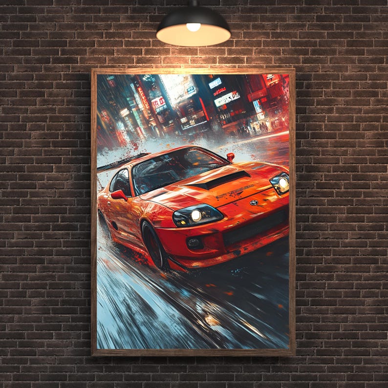 Toyota Supra MK4 Poster, JDM Car Art, Automotive Art, Street Racing ...